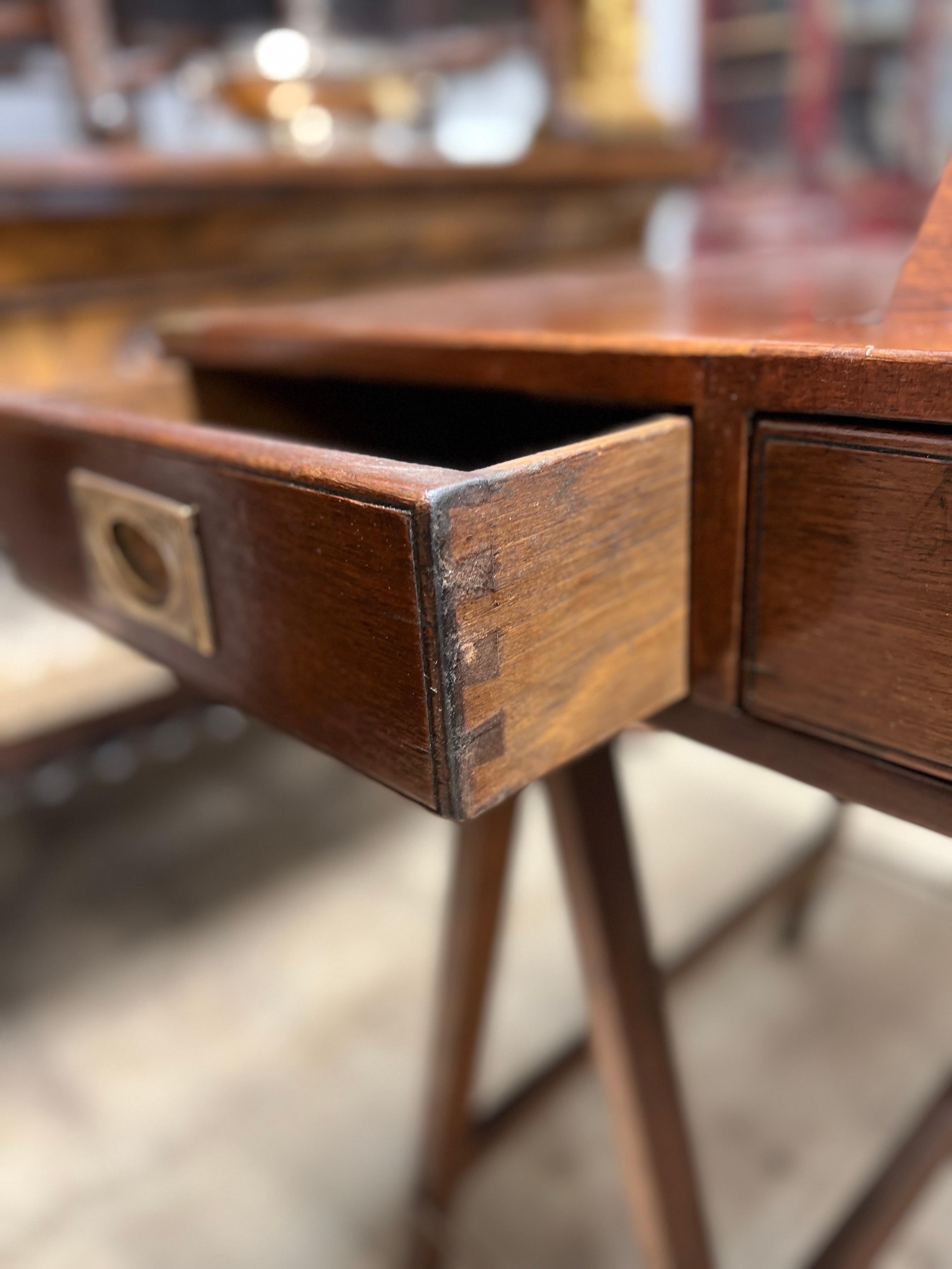 Mid Century English Mahogany Military Campaign Architect's Desk For ...