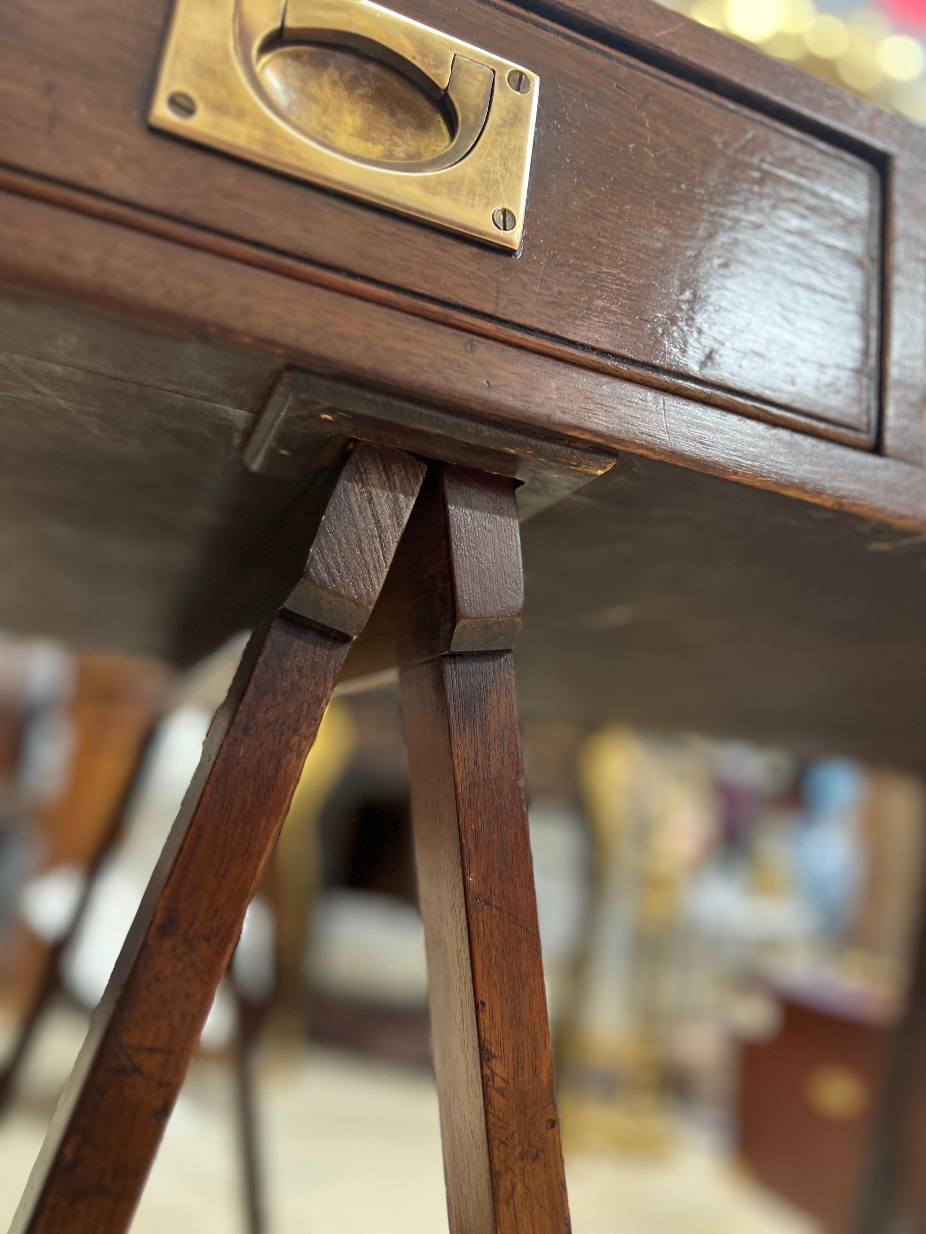 Mid Century English Mahogany Military Campaign Architect's Desk For ...