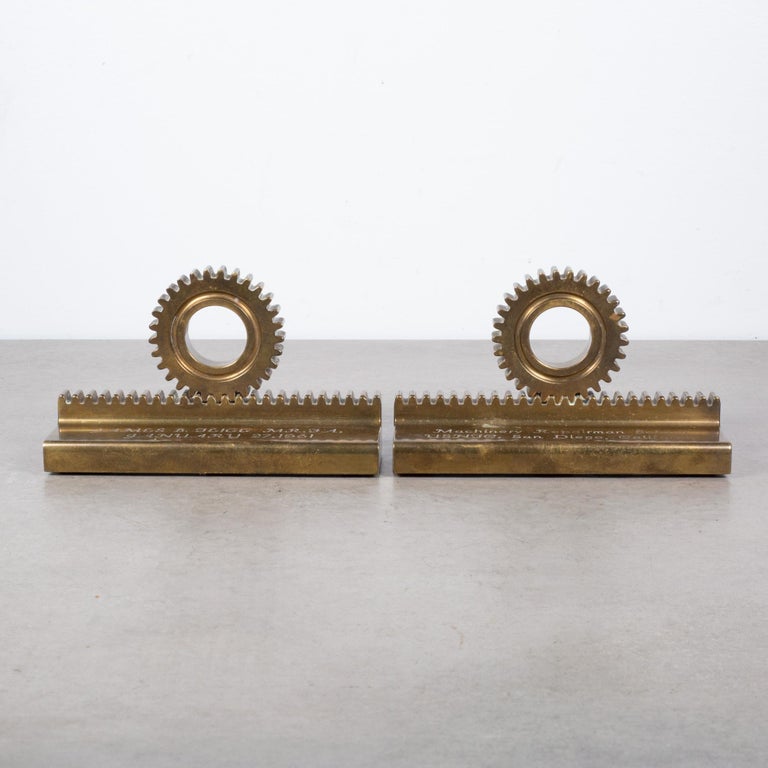 Midcentury Engraved Solid Bronze Gear Bookends, circa 1961 For Sale at ...