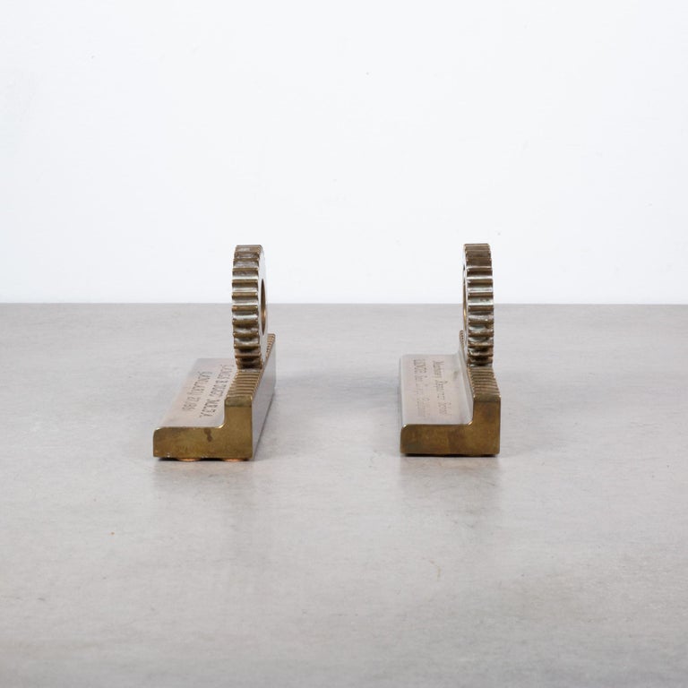 Midcentury Engraved Solid Bronze Gear Bookends, circa 1961 For Sale at ...
