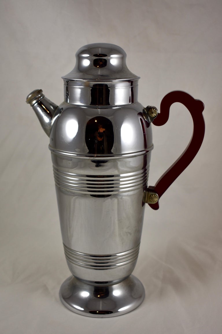 Mid-Century Era Art Deco Style Chrome and Ruby Red Bakelite Handle ...