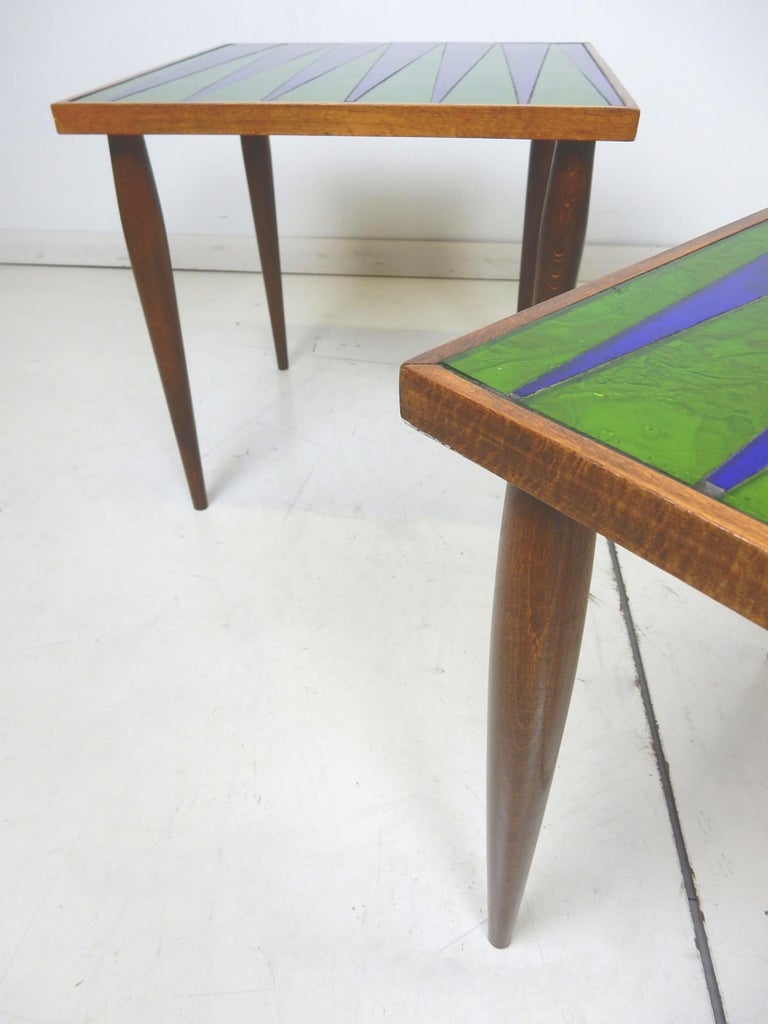 Mid Century Era Georges Briard Design Glass Mosaic Side Tables For Sale ...