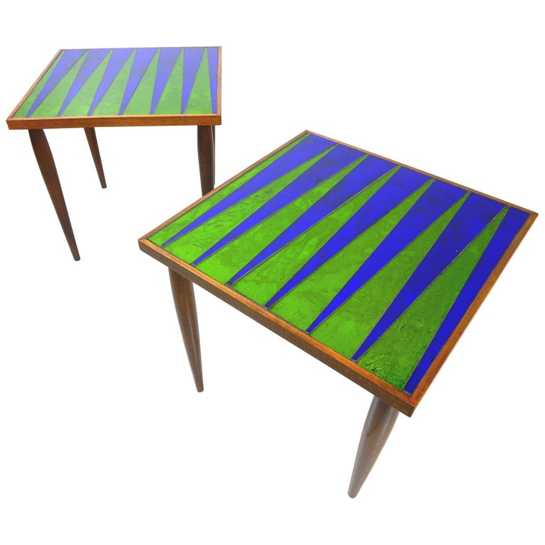 Mid Century Era Georges Briard Design Glass Mosaic Side Tables For Sale ...