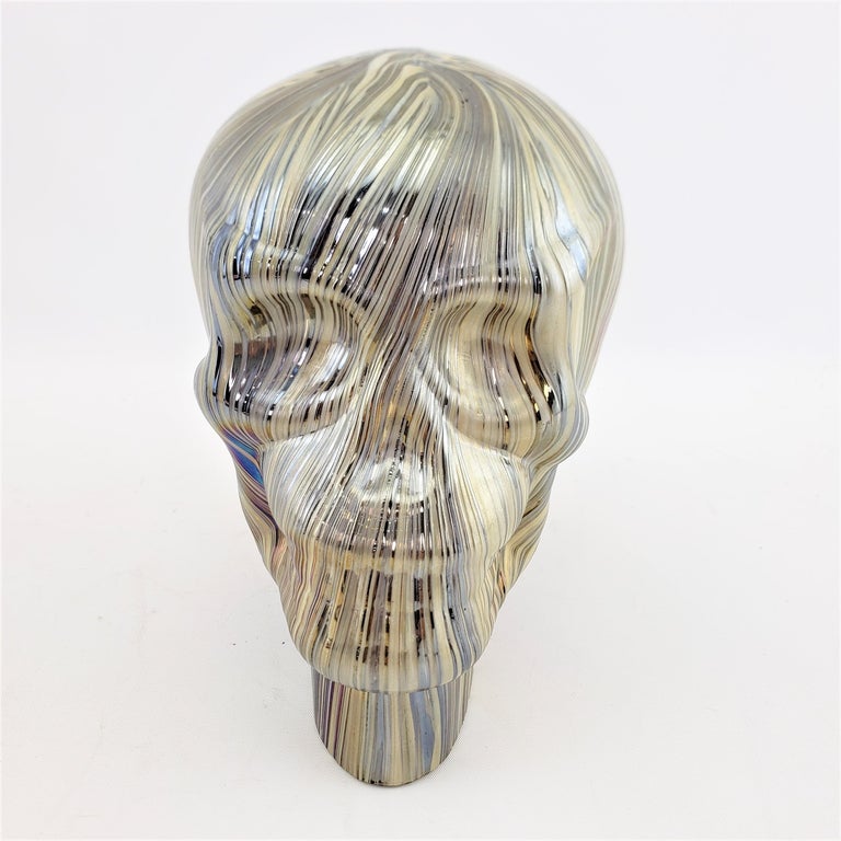 Mid-Century Era Iridescent Art Glass Human Skull Sculpture in Purple ...