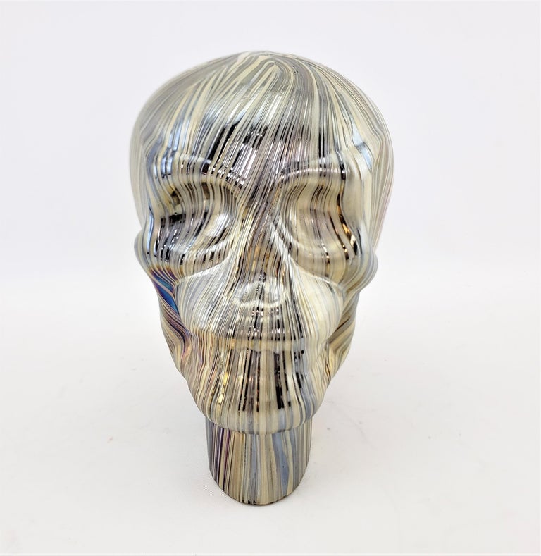 Mid-Century Era Iridescent Art Glass Human Skull Sculpture in Purple ...