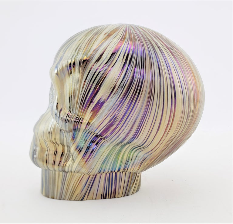 Mid-Century Era Iridescent Art Glass Human Skull Sculpture in Purple ...