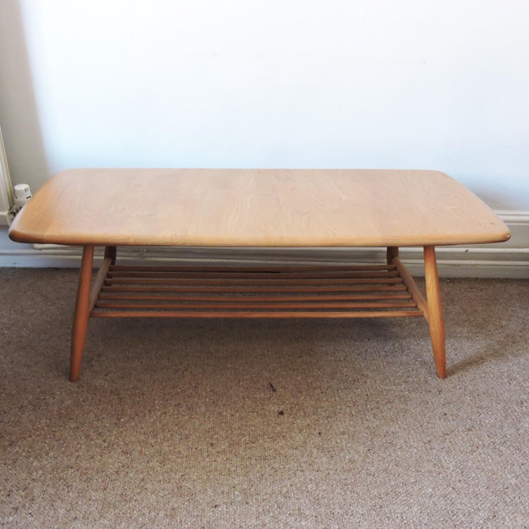 Midcentury Ercol Coffee Table with Magazine Rack, 1960s at 1stDibs
