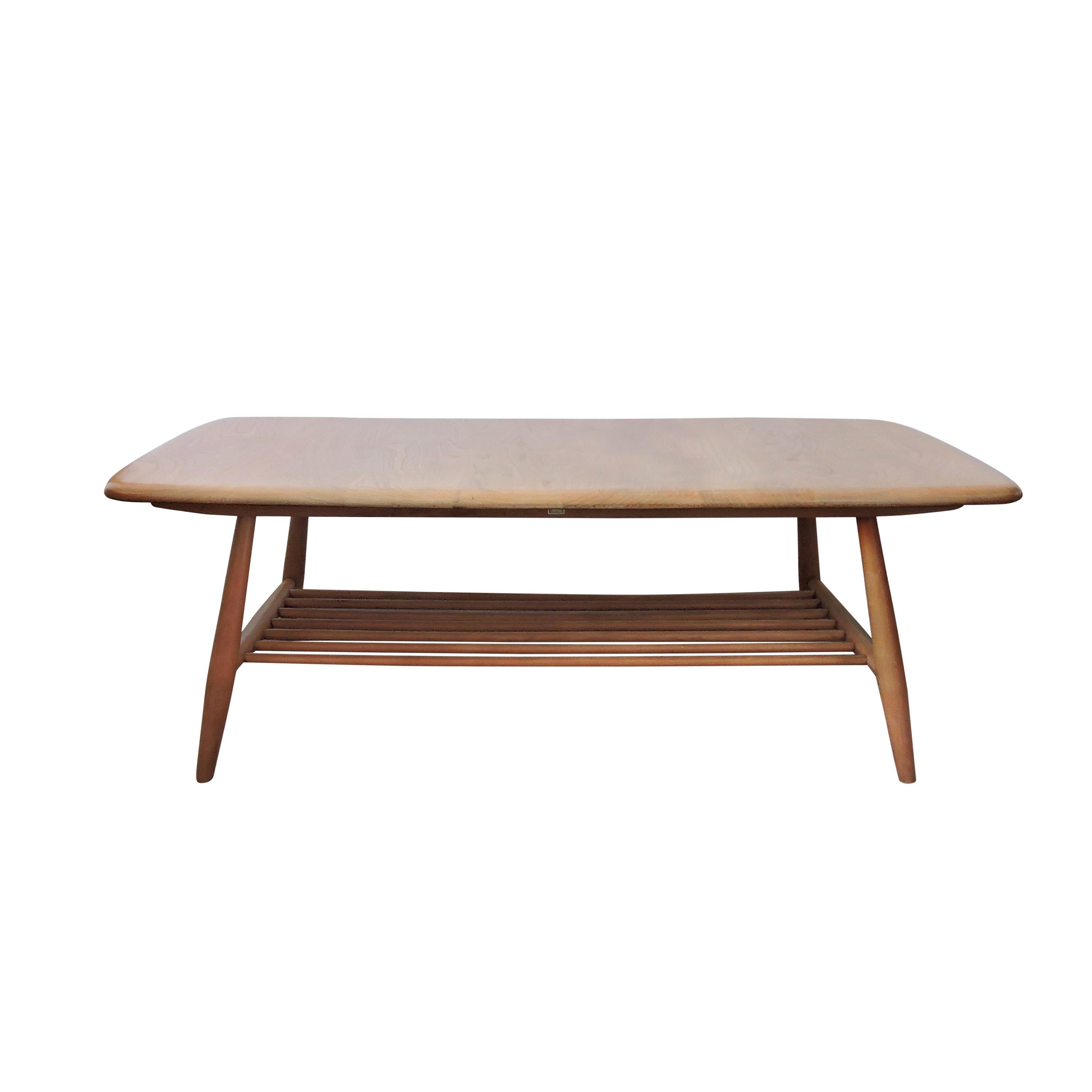 Midcentury Ercol Coffee Table with Magazine Rack, 1960s at 1stDibs