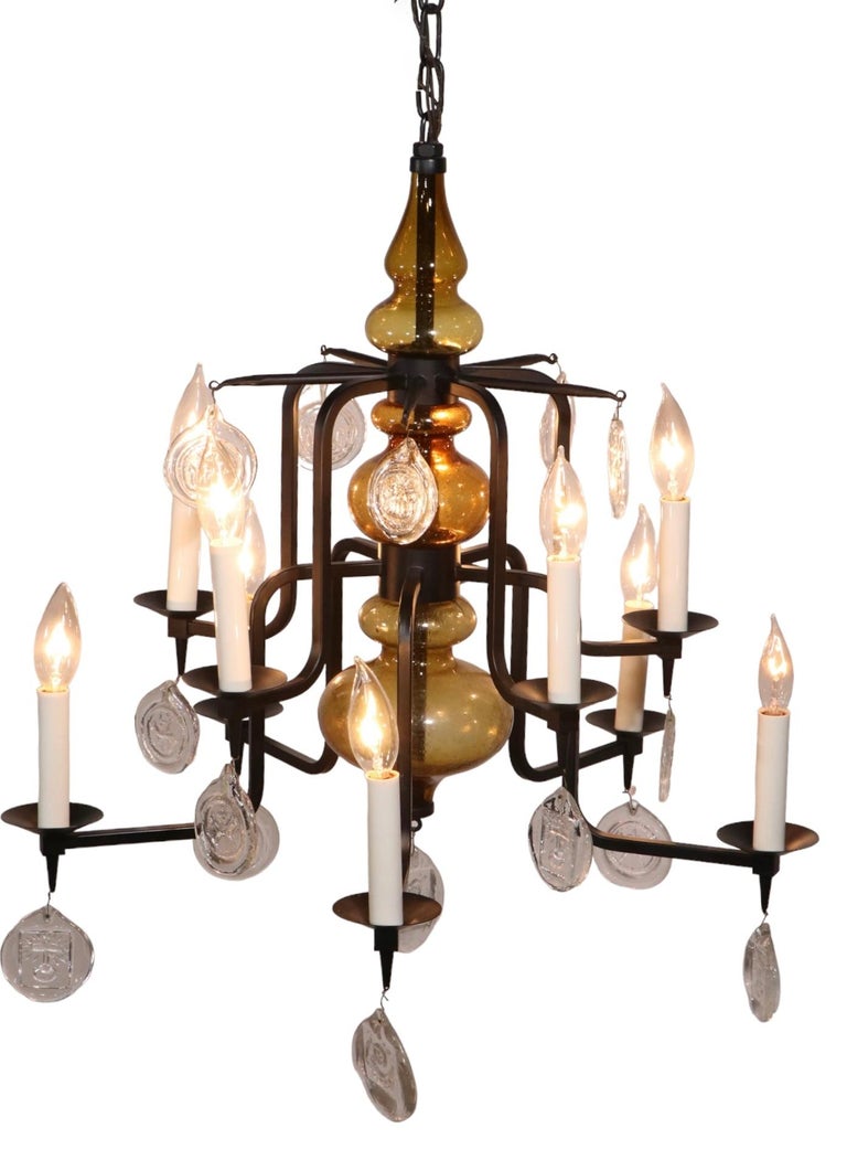 Mid Century Erik Hoglund Body Nova Chandelier Made in Denmark C. 1950's ...