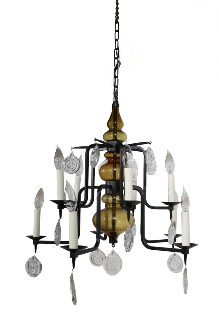 Mid Century Erik Hoglund Body Nova Chandelier Made in Denmark C. 1950's ...
