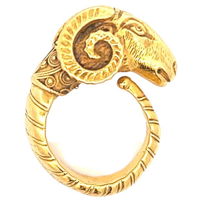 ZOLOTAS Gold Rams Head Ring at 1stDibs | gold ram head ring