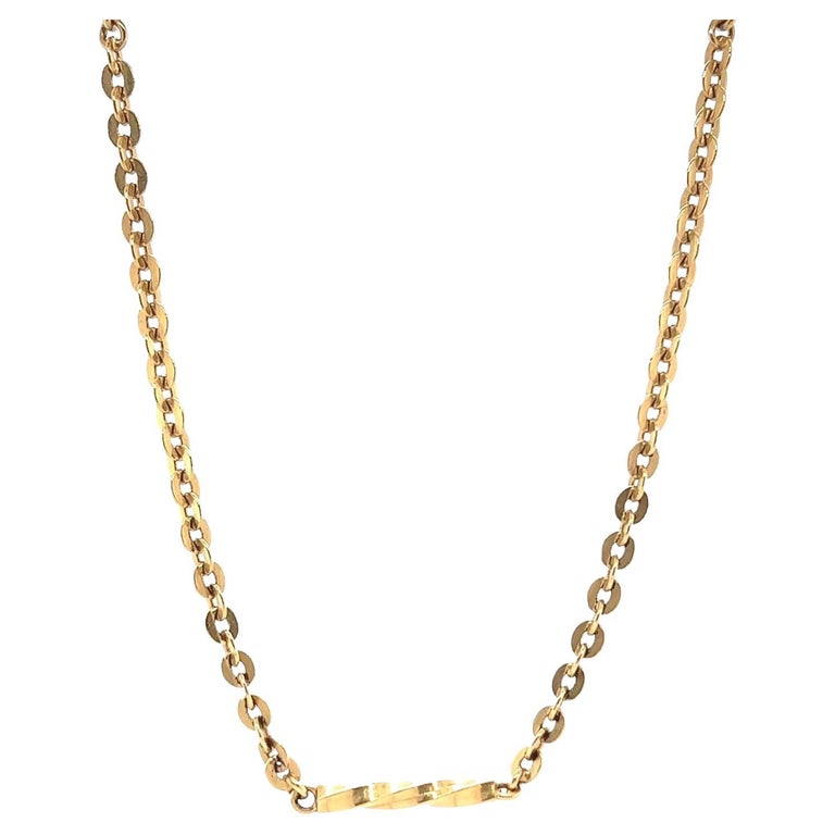 Mid Century European 18 Karat Yellow Gold Station Chain For Sale at 1stDibs
