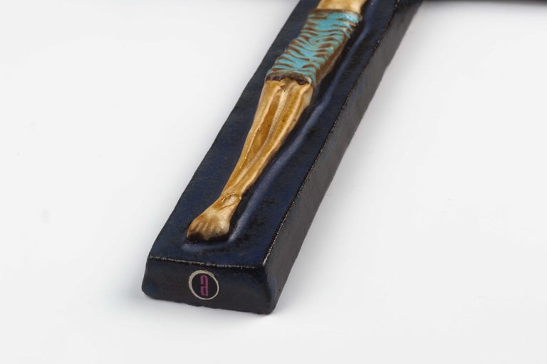 Midcentury European Wall Cross, Dark and Light Blue, Brown, 1970s For ...