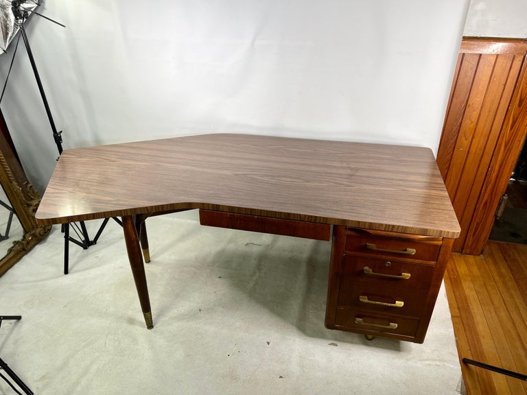 Midcentury Executive Boomerang Desk For Sale at 1stDibs