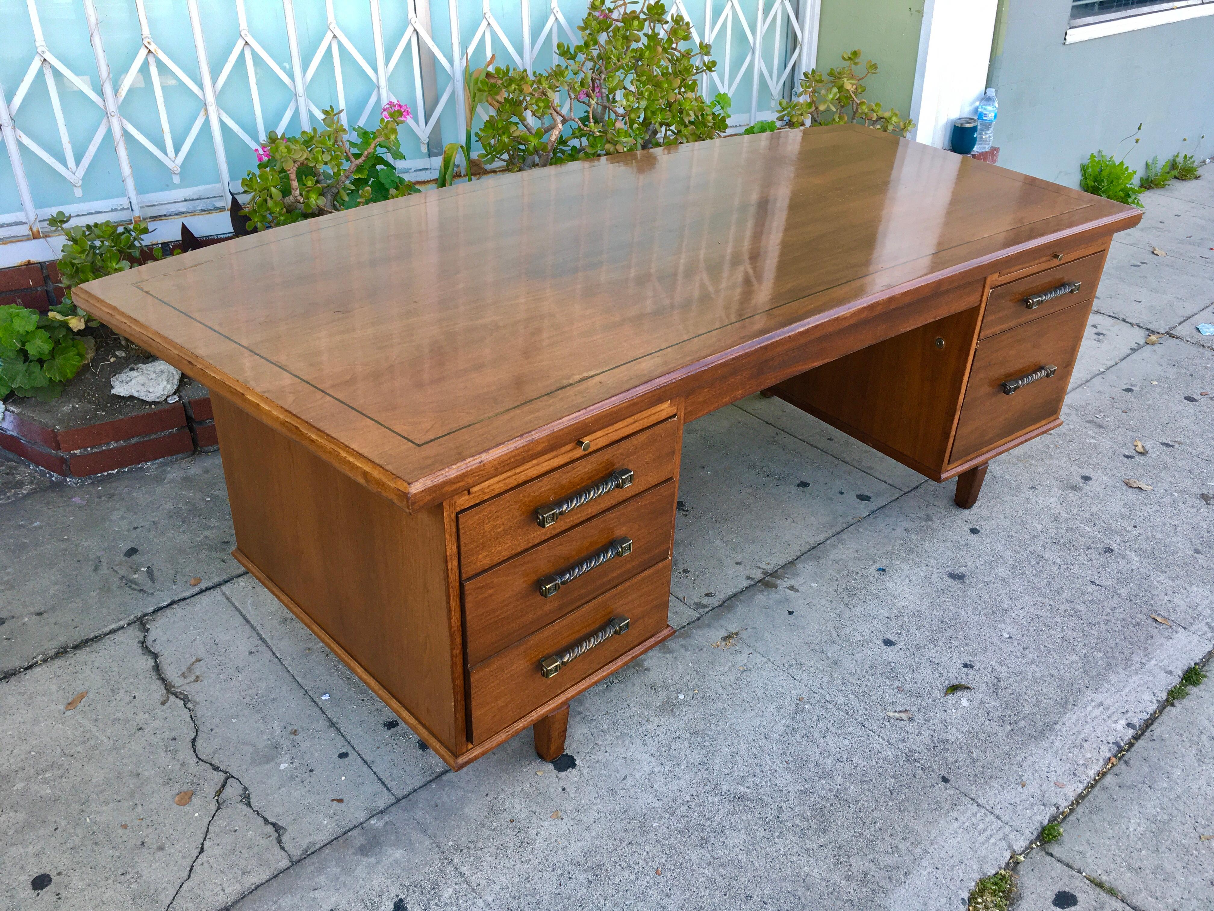 Midcentury Executive Walnut Desk by Monteverdi Young at 1stDibs
