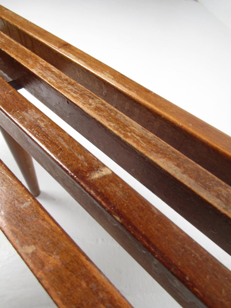Midcentury Expanding Wood-Slat Table For Sale at 1stDibs