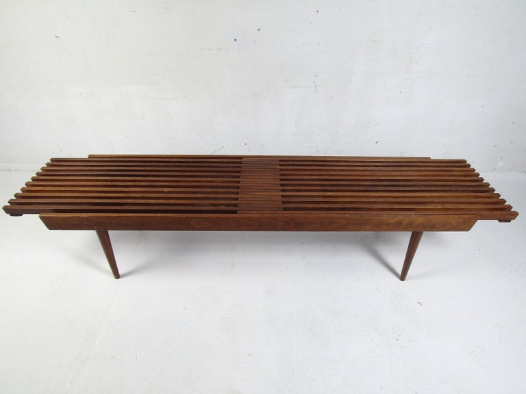 Midcentury Expanding Wood-Slat Table For Sale at 1stDibs