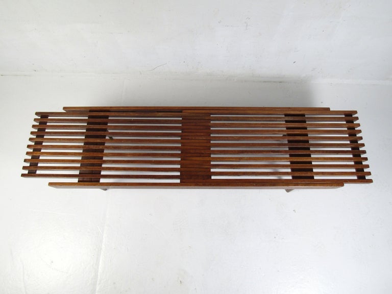 Midcentury Expanding Wood-Slat Table For Sale at 1stDibs