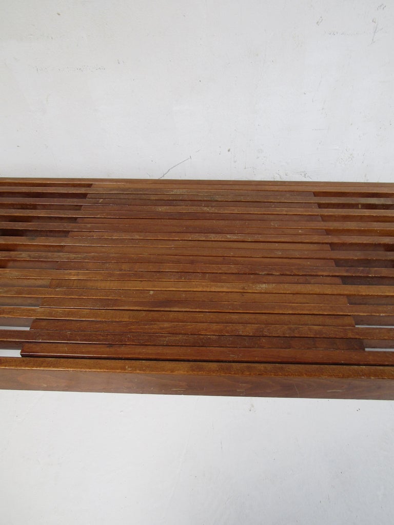 Midcentury Expanding Wood-Slat Table For Sale at 1stDibs