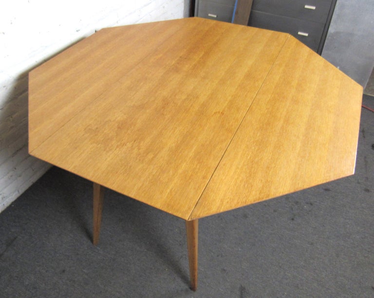 Vintage Mid-Century Octagonal Drop Leaf Table For Sale at 1stDibs