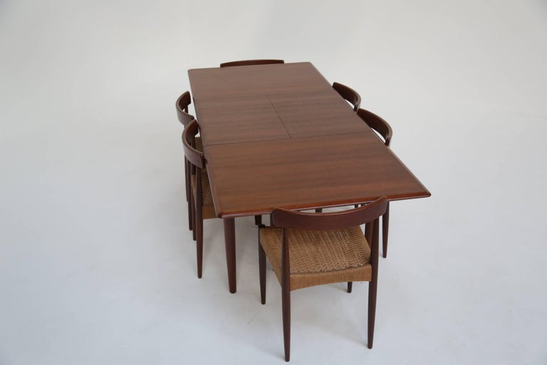 Fully restored Scandinavian modern Dyrlund teak extending dining table ...