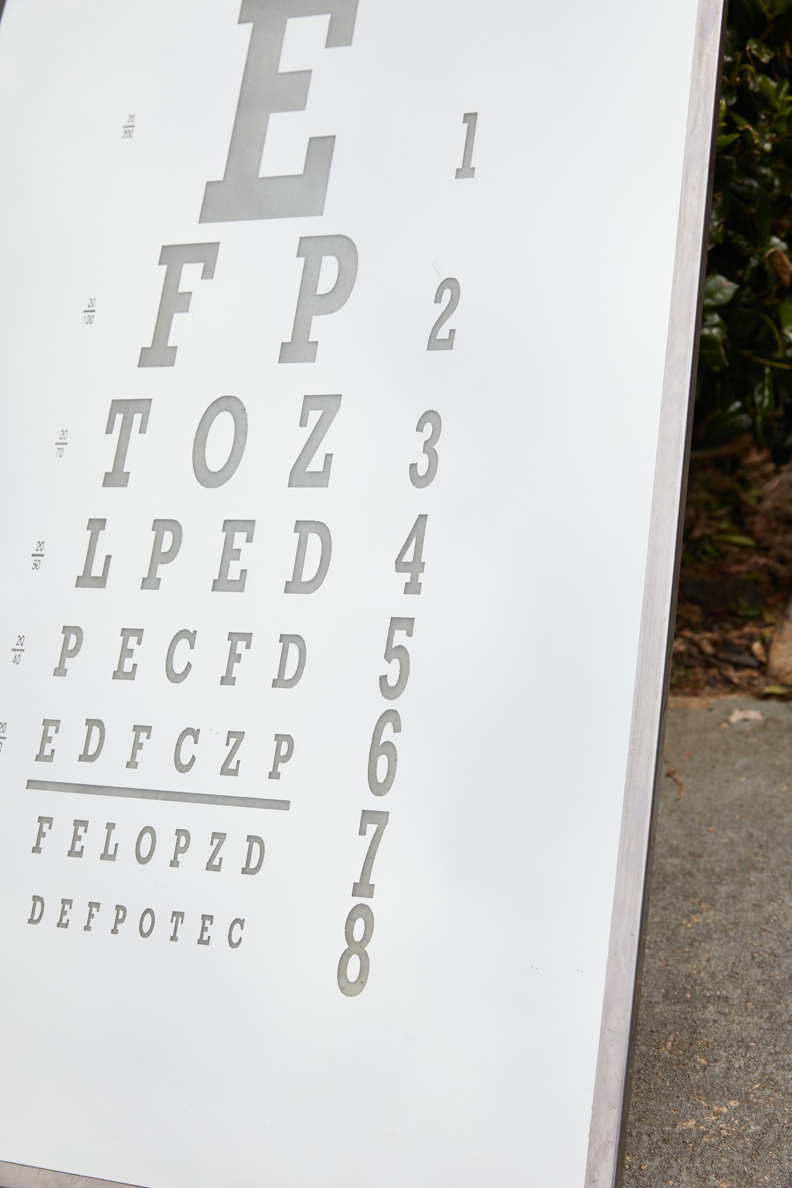 Midcentury Eye Chart Mirror at 1stDibs
