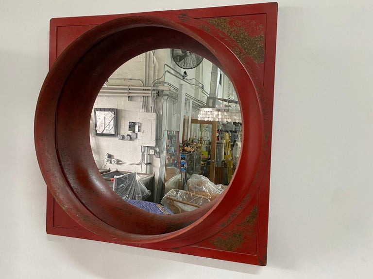 Mid-Century Factory Industrial Wall Mirror For Sale at 1stDibs