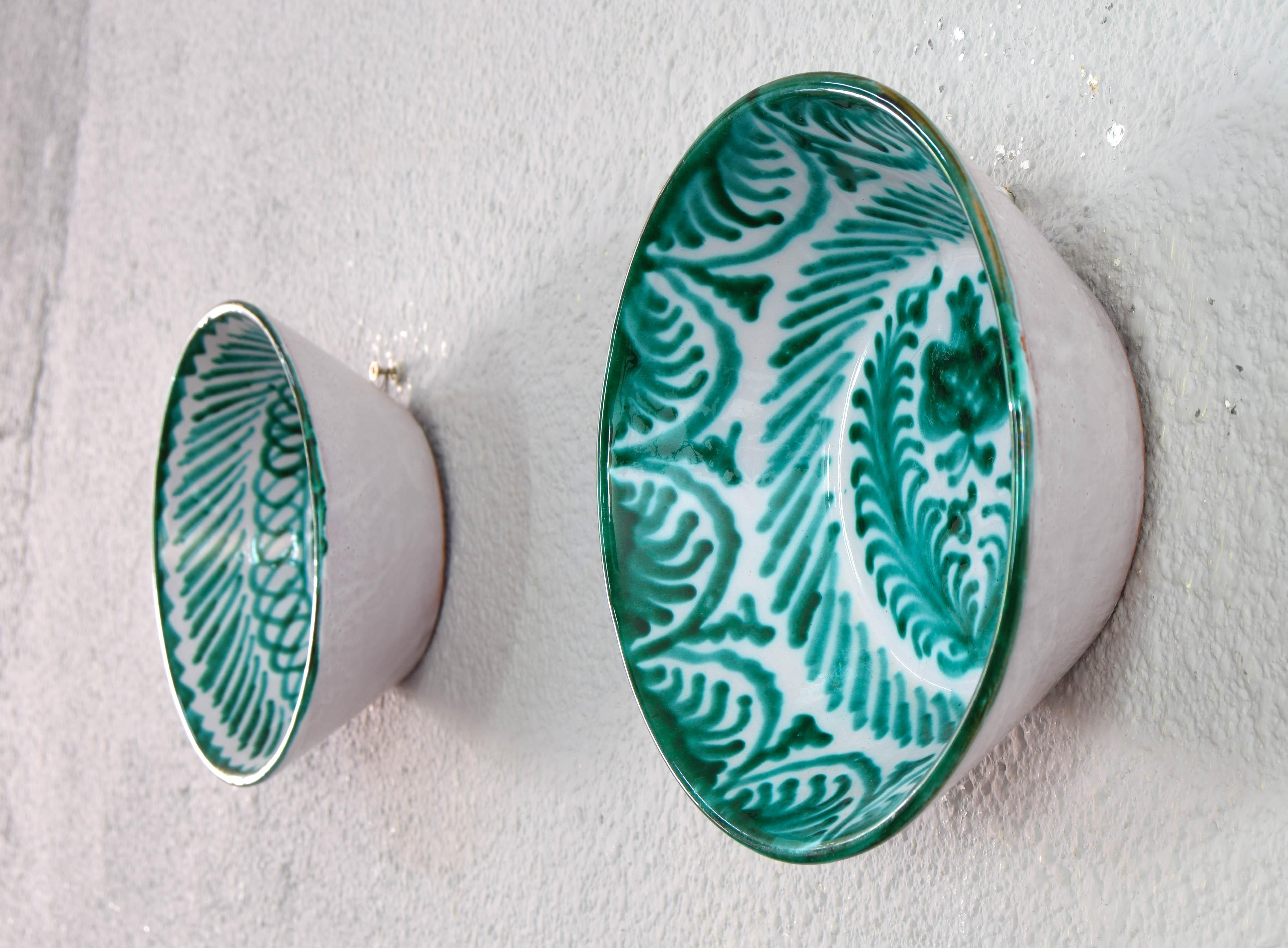 Mid Century Fajalauza Set of Handmade Terracotta Ceramic Bowls, Granada ...