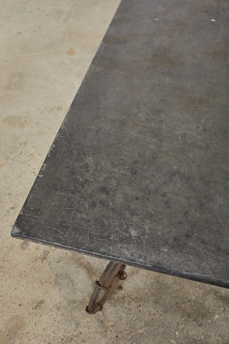 Mid-century Faux Bamboo Iron Slate Top Garden Dining Table For Sale at ...