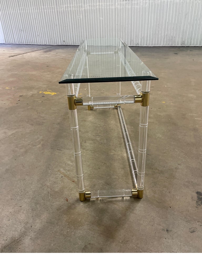 Midcentury Faux Bamboo Lucite Console by Charles Hollis Jones For Sale ...
