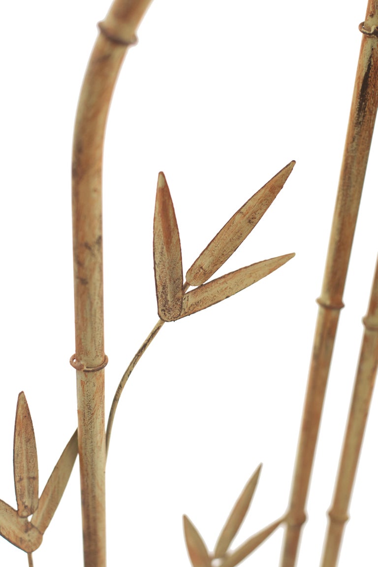 Mid-Century Faux Bamboo Metal Painted 3-Fold Screen For Sale at 1stDibs