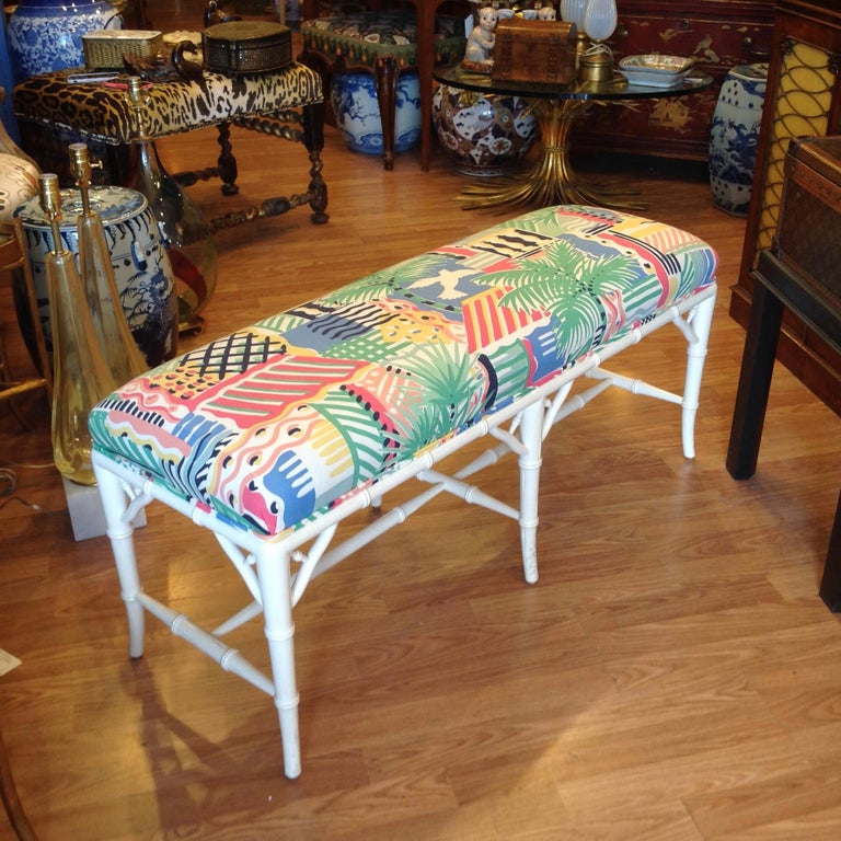 Midcentury Faux Bamboo "Palm Beach" Bench at 1stDibs