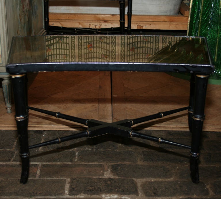 Midcentury Faux Bamboo Table For Sale at 1stDibs