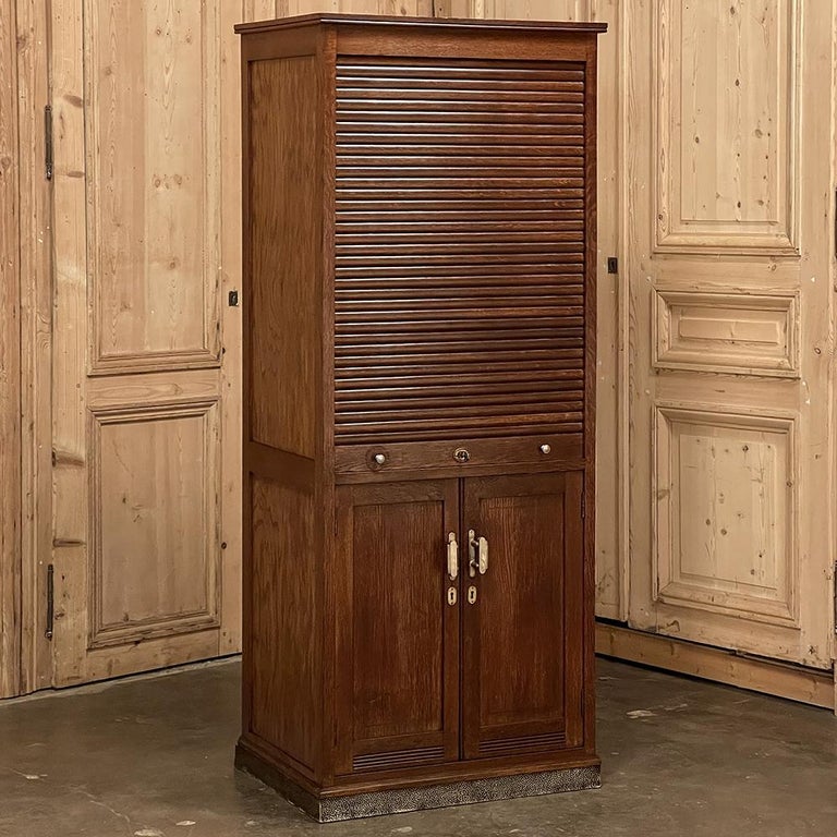 Mid-Century File Cabinet with Roll-Up Tambour Door For Sale at 1stDibs