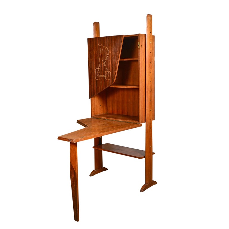 Midcentury Flip Down Bar For Sale at 1stDibs