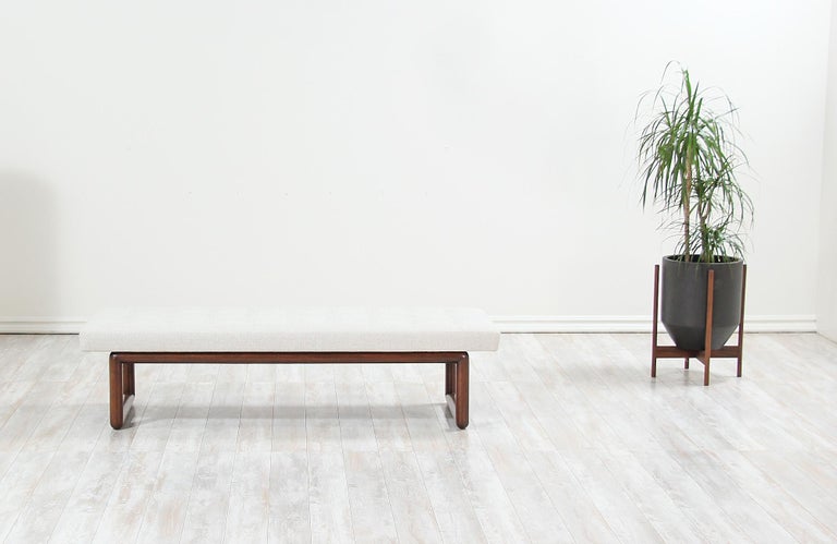 Midcentury Floating Tubular Walnut Bench at 1stDibs