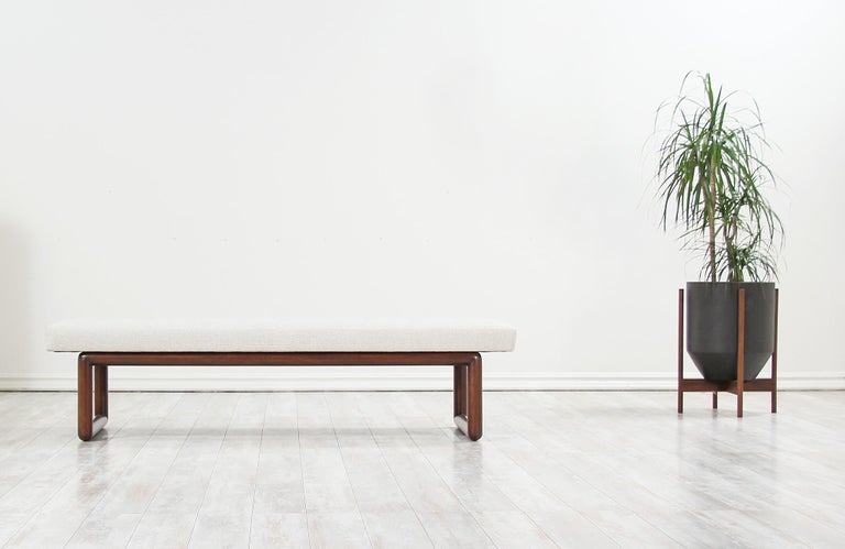 Midcentury Floating Tubular Walnut Bench at 1stDibs