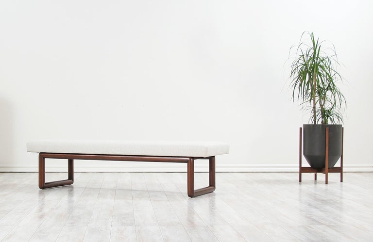 Midcentury Floating Tubular Walnut Bench at 1stDibs