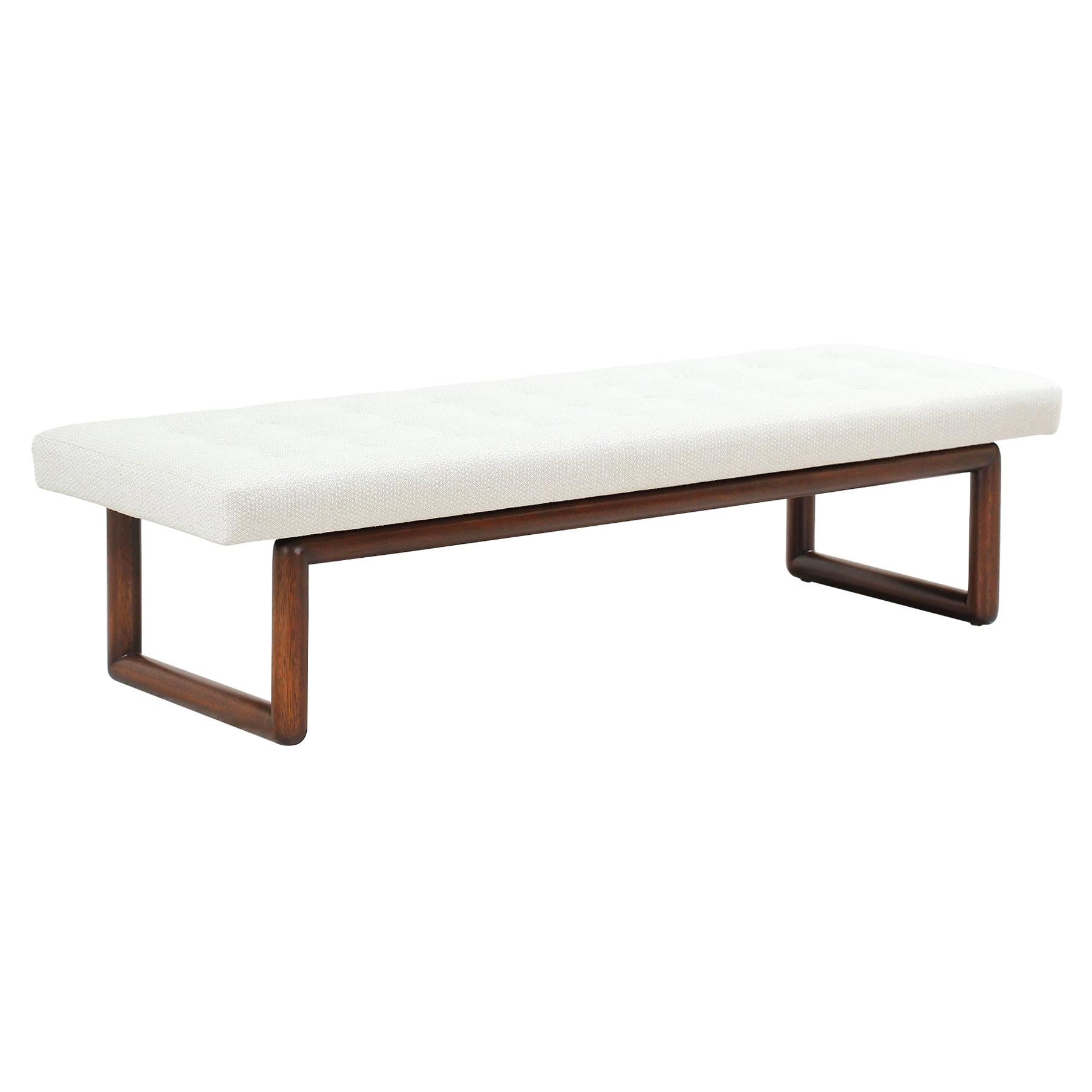 Midcentury Floating Tubular Walnut Bench at 1stDibs