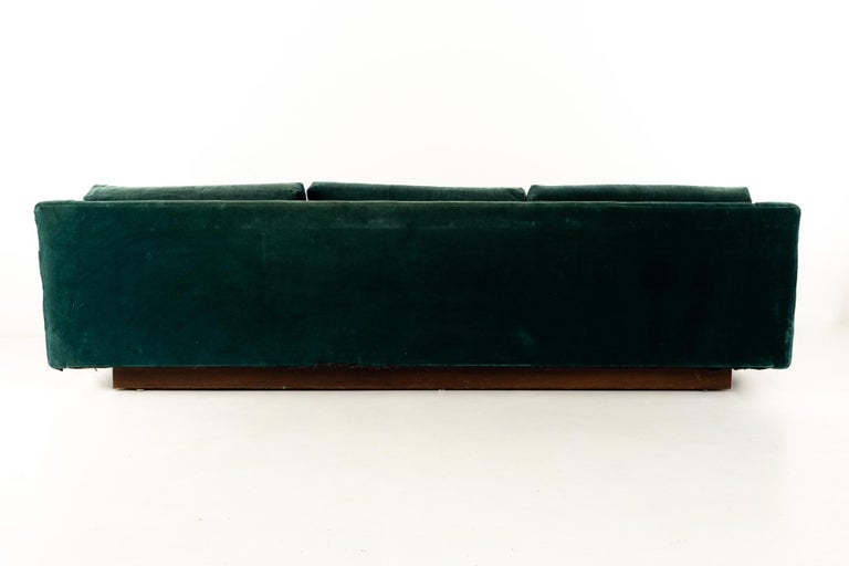 Mid Century Floating Walnut Plinth Base Sofa at 1stDibs