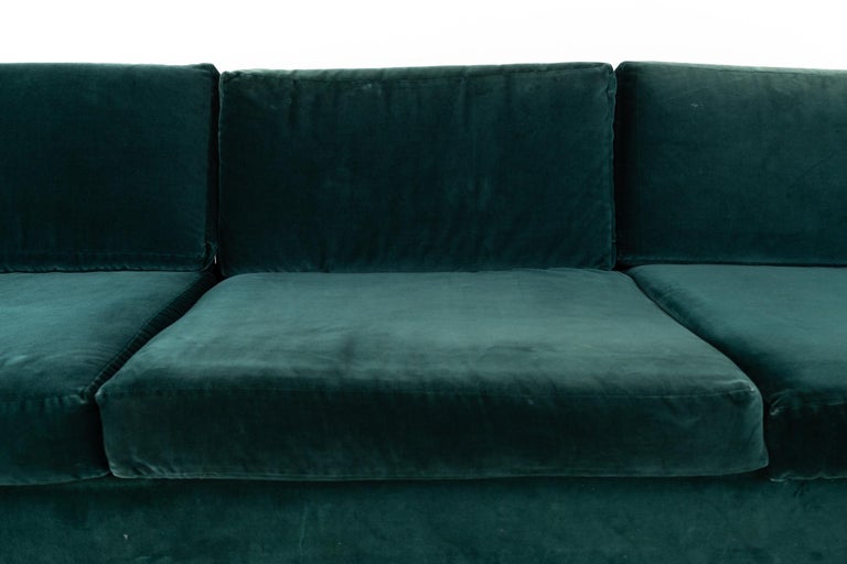 Mid Century Floating Walnut Plinth Base Sofa at 1stDibs