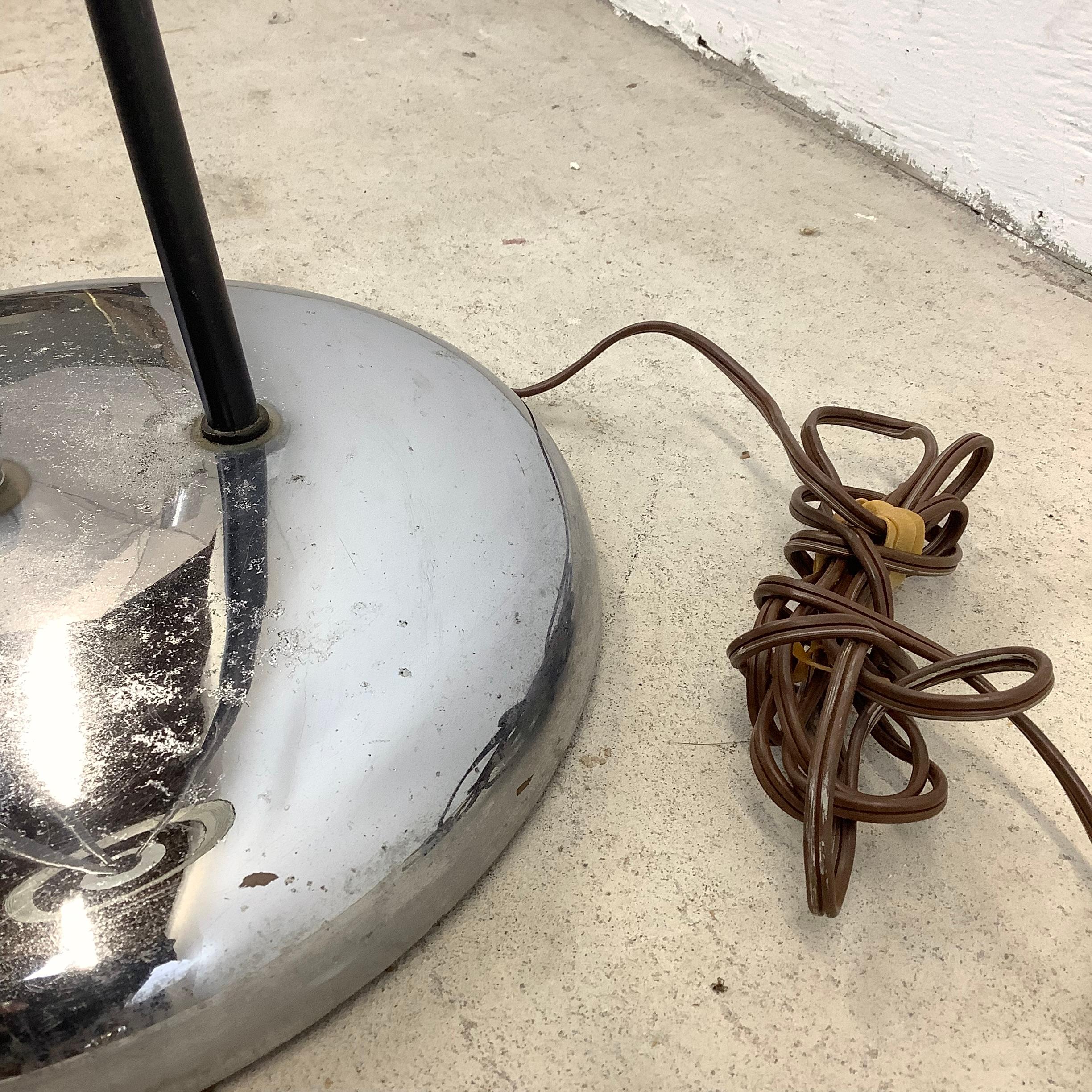 Mid-Century Floor Lamp with Zebra Style Shade and Chrome Detailing For ...