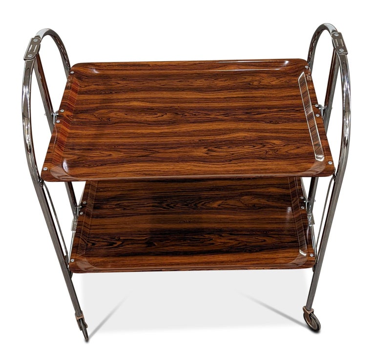 Mid Century Foldable Bar Cart For Sale at 1stDibs