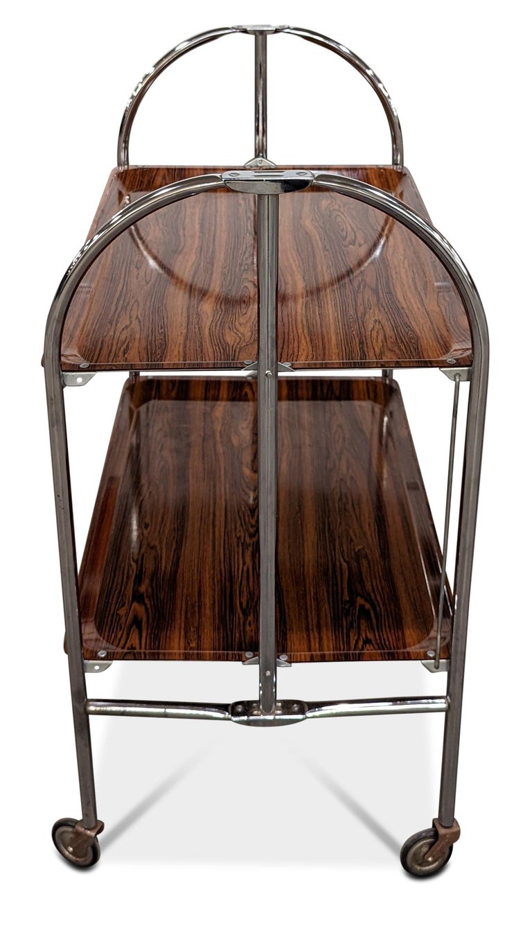 Mid Century Foldable Bar Cart For Sale at 1stDibs