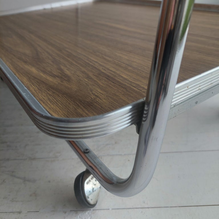 Mid Century Folding Formica and Chrome Trolley Bar Cart Italian Robex ...