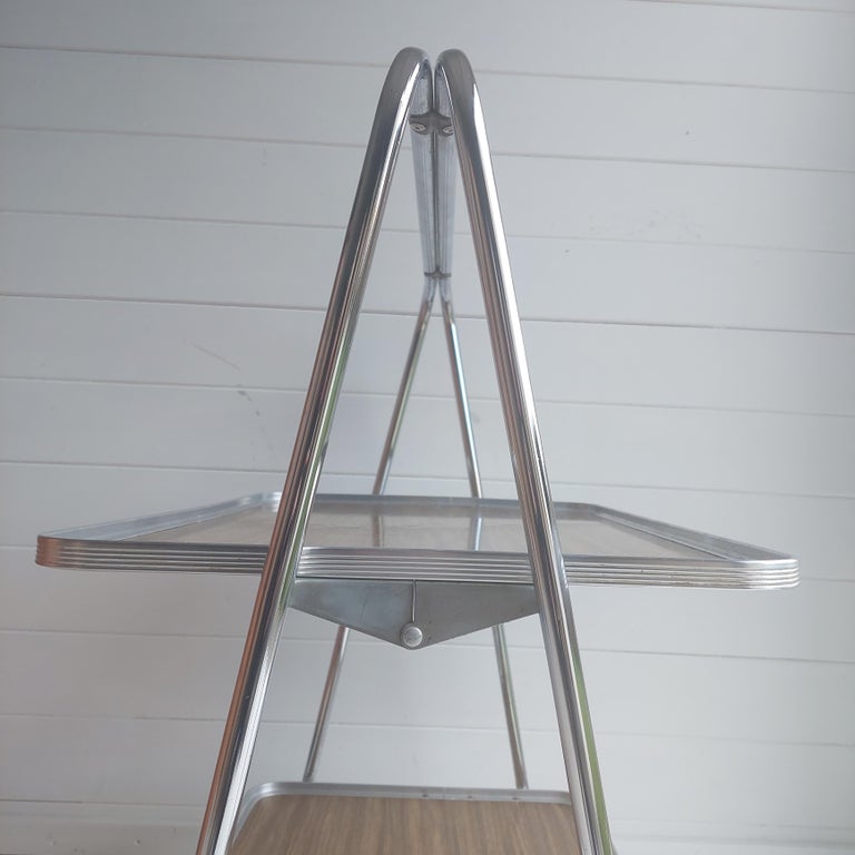Mid Century Folding Formica and Chrome Trolley Bar Cart Italian Robex ...