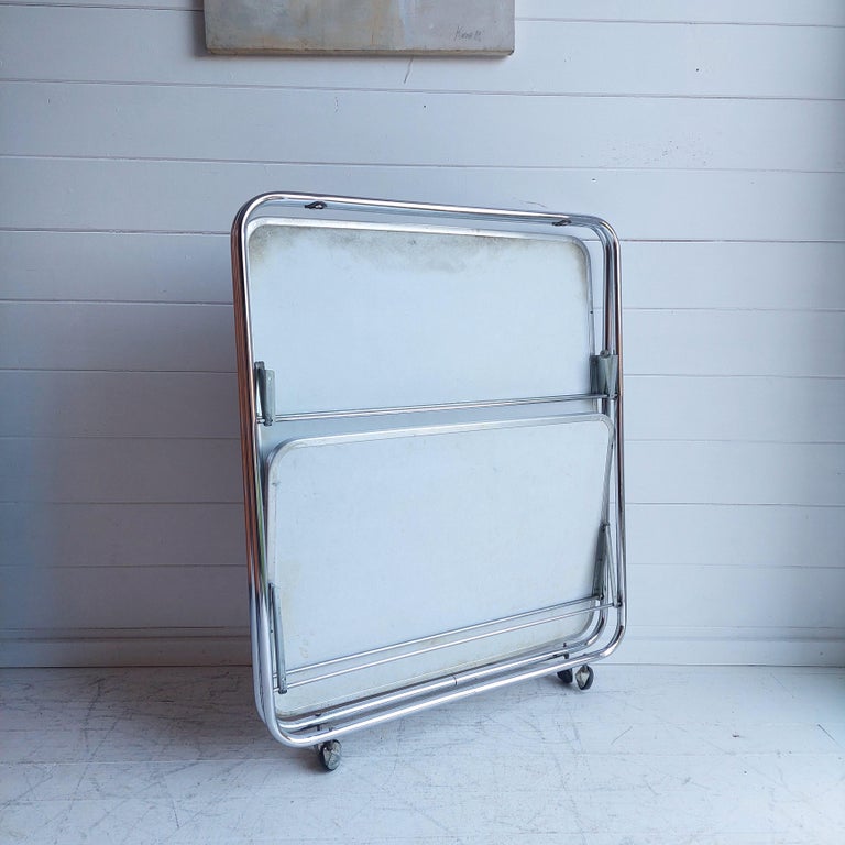 Mid Century Folding Formica and Chrome Trolley Bar Cart Italian Robex ...