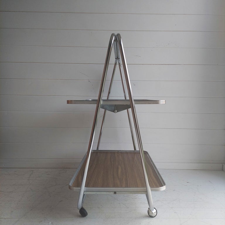 Mid Century Folding Formica and Chrome Trolley Bar Cart Italian Robex ...