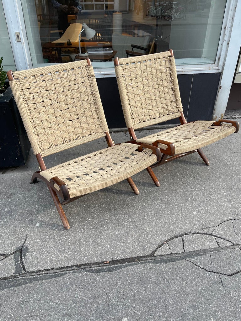 Mid-Century Folding Rope Weave Chairs in the Style of Gio Ponti For ...