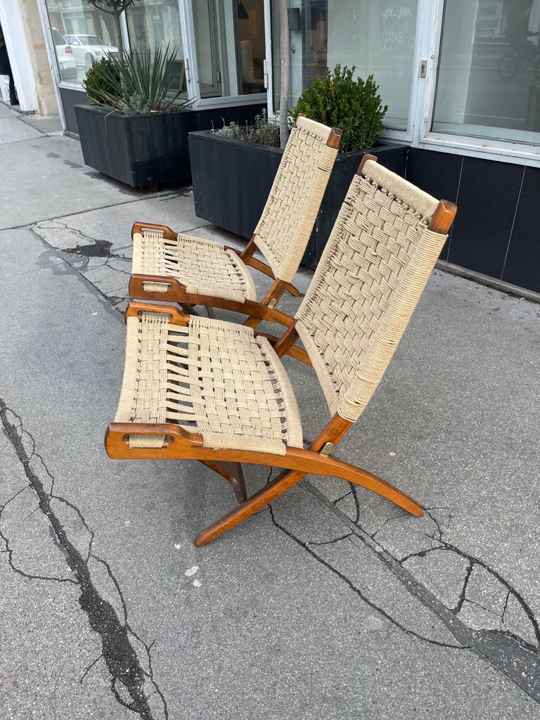 Mid-Century Folding Rope Weave Chairs in the Style of Gio Ponti For ...